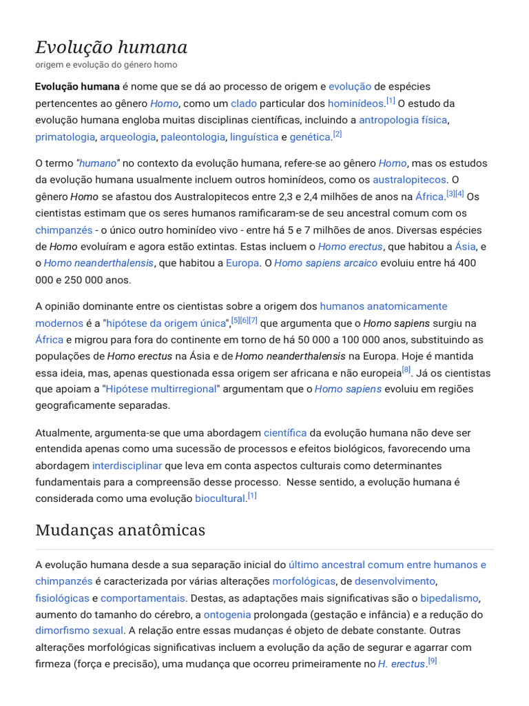 Evolução humana – Wikipédia, a enciclopédia livre | PDF | Evolução ...
