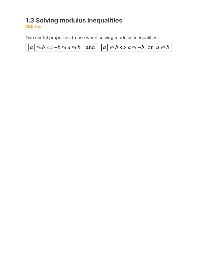 1 3 Solving Modulus Inequalities Pdf