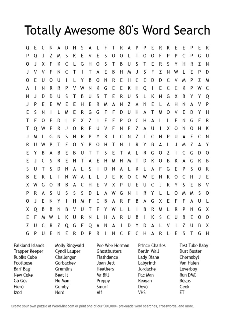80's Themed Printable Puzzles | PDF | Puzzles