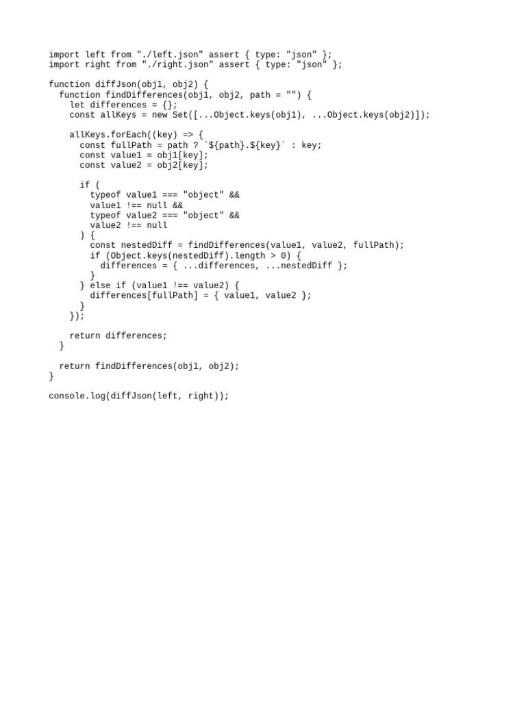 JSON Difference Finder Function | PDF