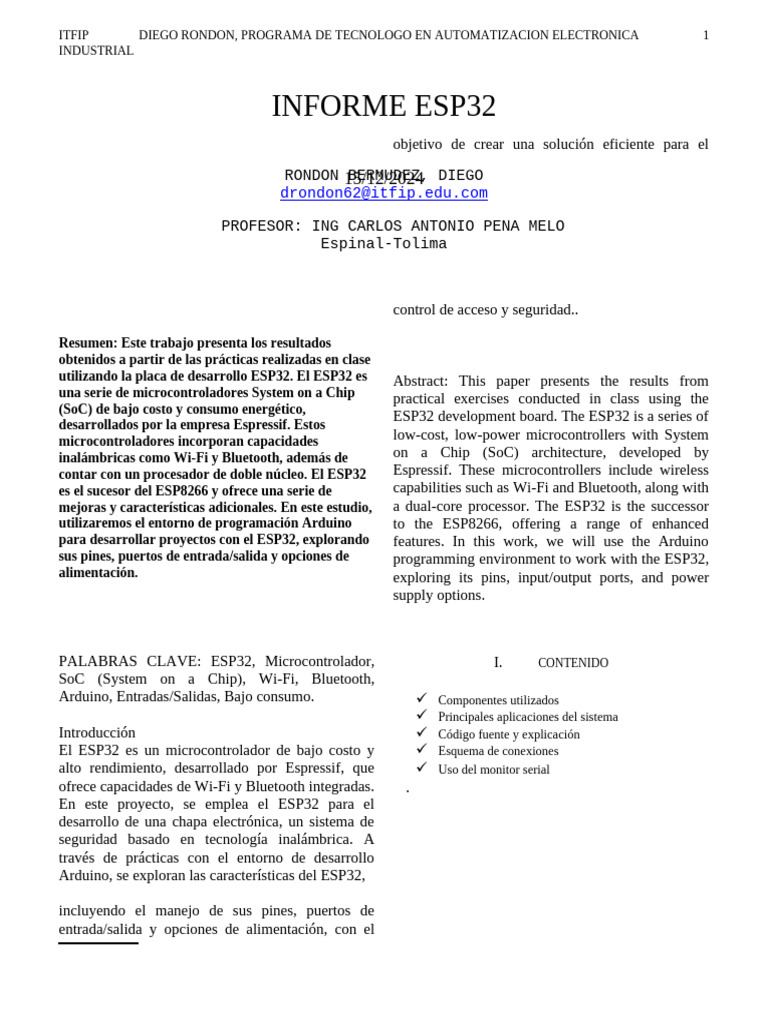 Informe | PDF | Sistema en un chip | Arduino
