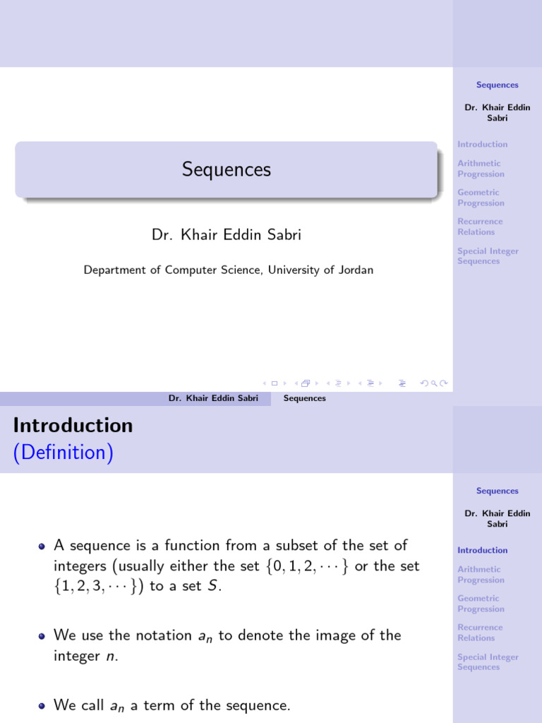Sequences v3 | PDF | Sequence | Recurrence Relation