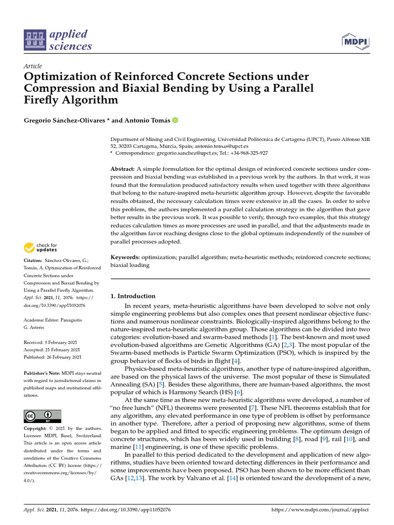 Optimization Of Reinforced Concrete Sections Under Compression And