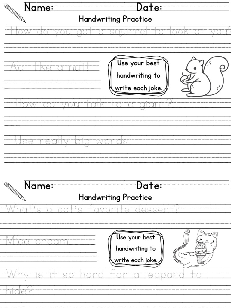 Handwriting Practice with Jokes | PDF