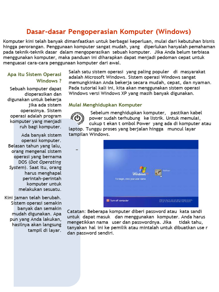 Dasar-Dasar Pengoperasian Komputer (Windows) | PDF