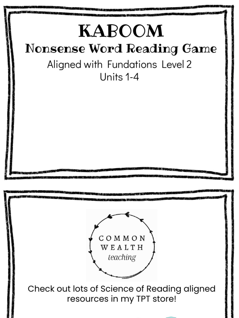 Fundations Kaboom Nonsense Words Level 2 Units 1-4 | PDF | Linguistics