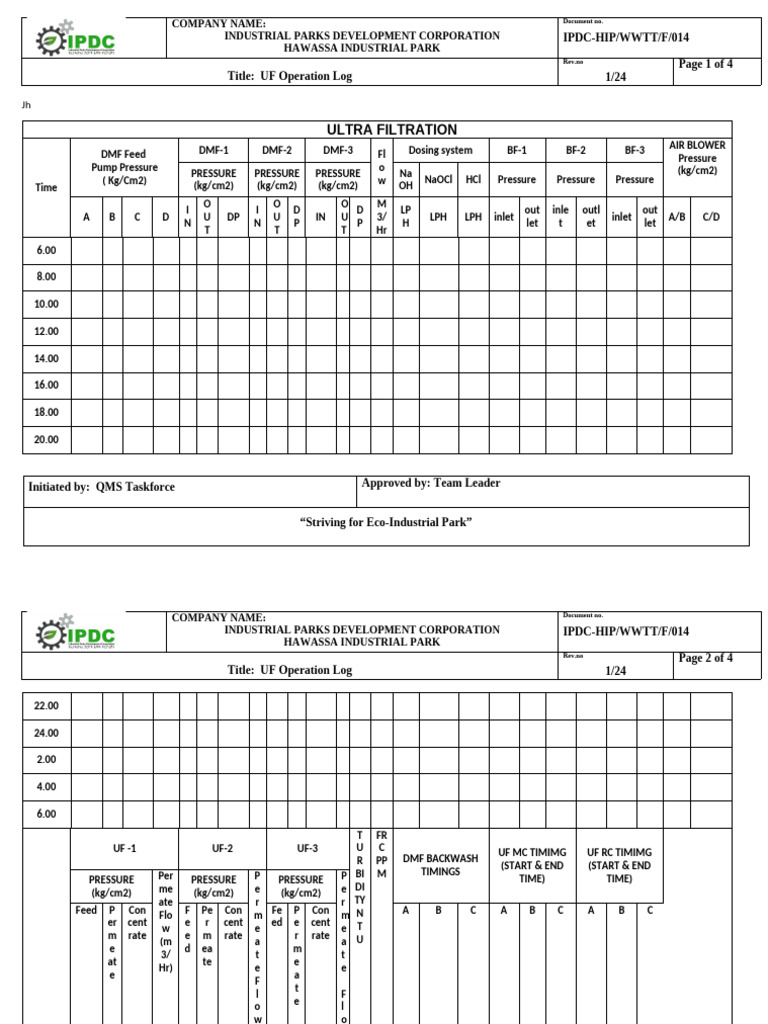 UF Operation Log | PDF