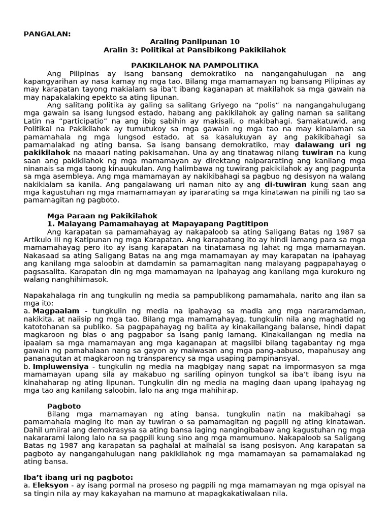 Ap10 Q4 Aralin3 | PDF