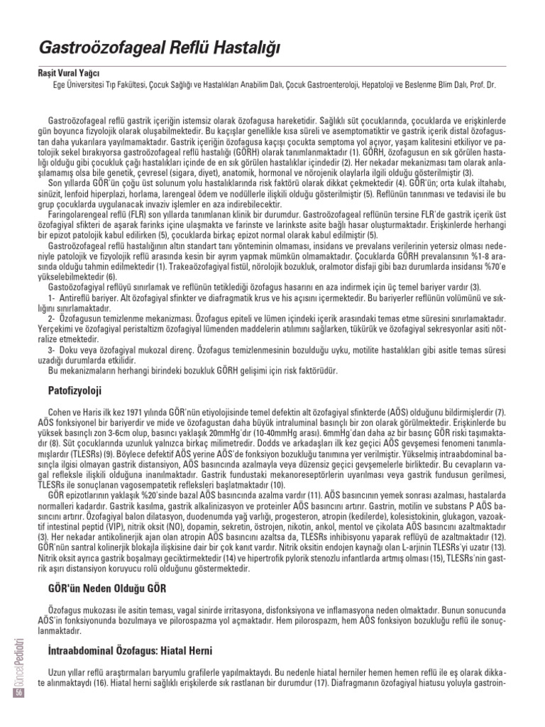 Gastroözofageal Reflü Hastal : Raflit Vural Ya C | PDF