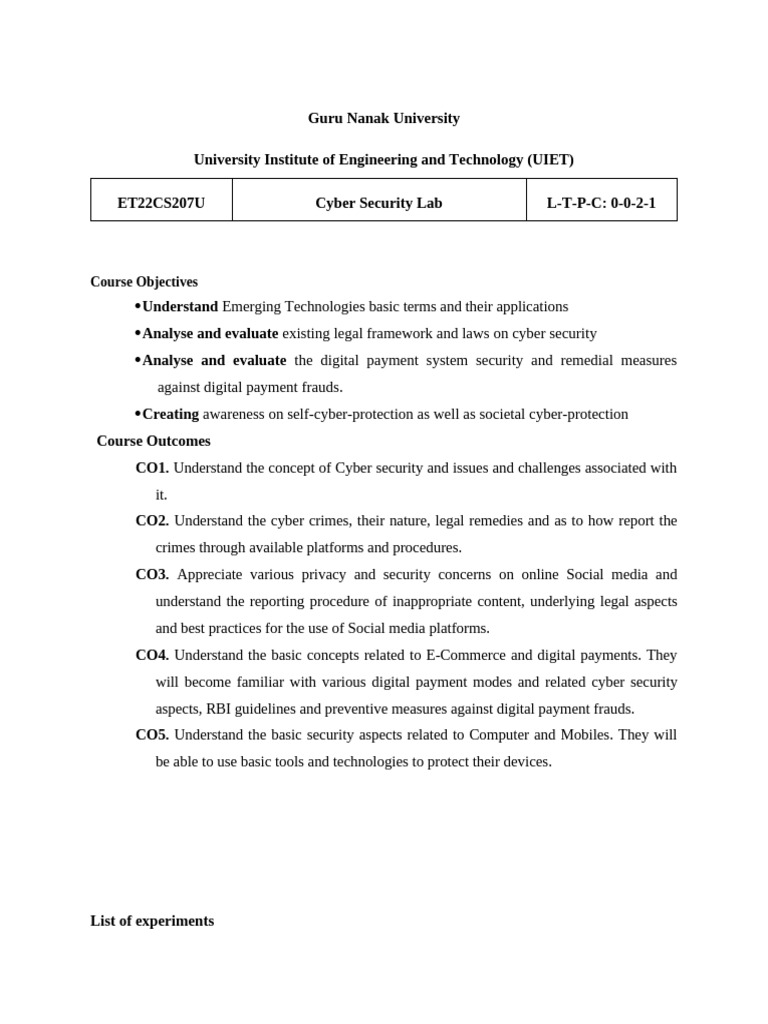 Cyber Security Lab Manual | PDF | Security | Computer Security