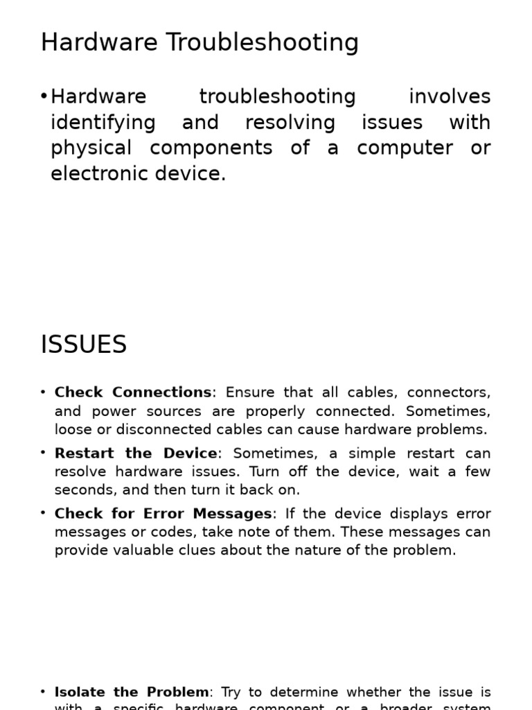 Hardware Troubleshooting | PDF | Computer Hardware | Troubleshooting