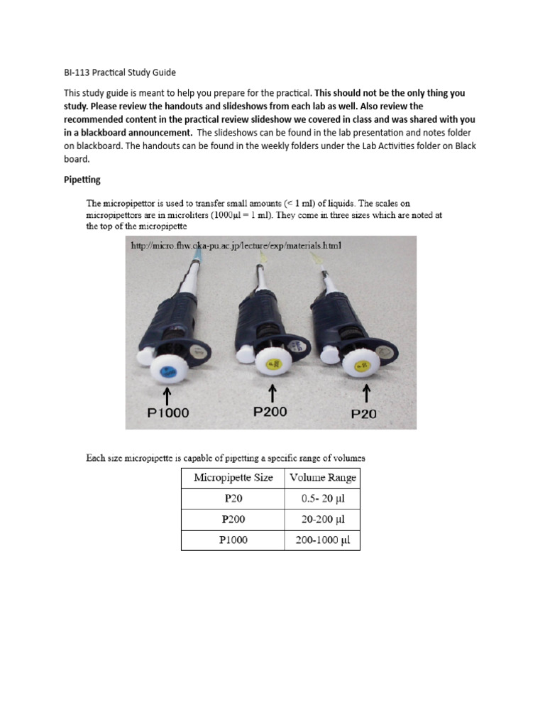 BI-113 Practical Study Guide Overview | PDF | Fermentation | Concentration