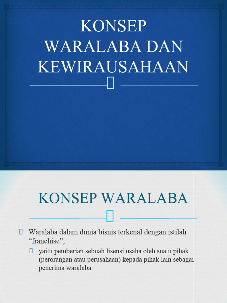 Konsep Waralaba Dan Kewirausahaan | PDF
