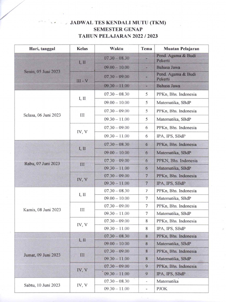 Edaran Jadwal Aspd Sem2 2023 Pdf