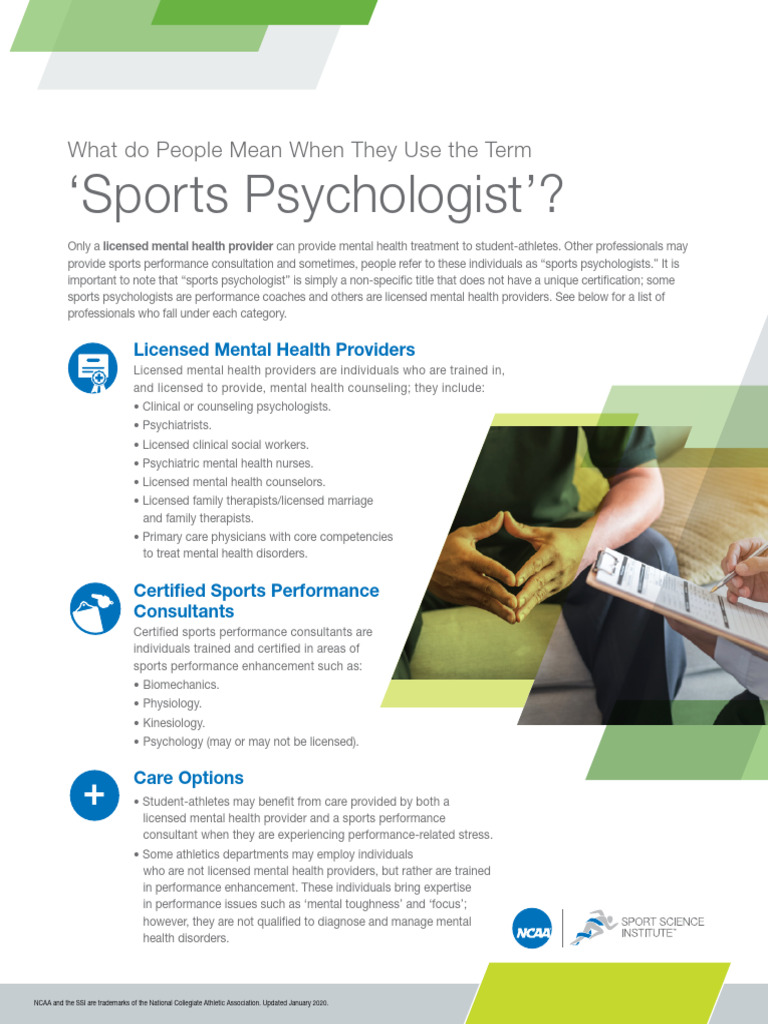 NCAA - Sports Psychology Fact Sheet | PDF | Mental Health | Psychologist