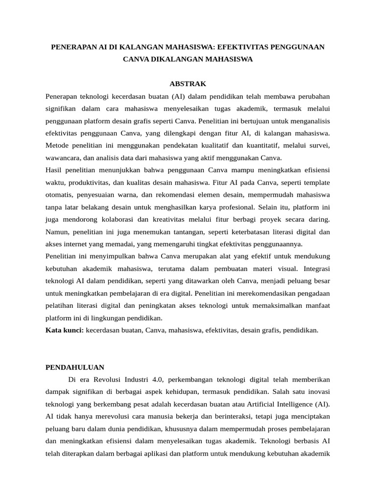 Manfaat AI Canva untuk Mahasiswa | PDF