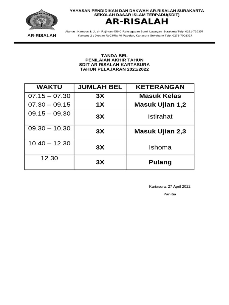 Tanda Bel Ujian | PDF