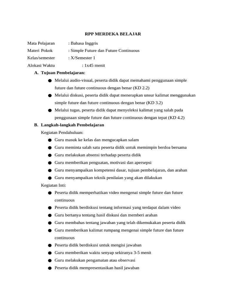 MICROTEACHING RPP MERDEKA BELAJAR | PDF