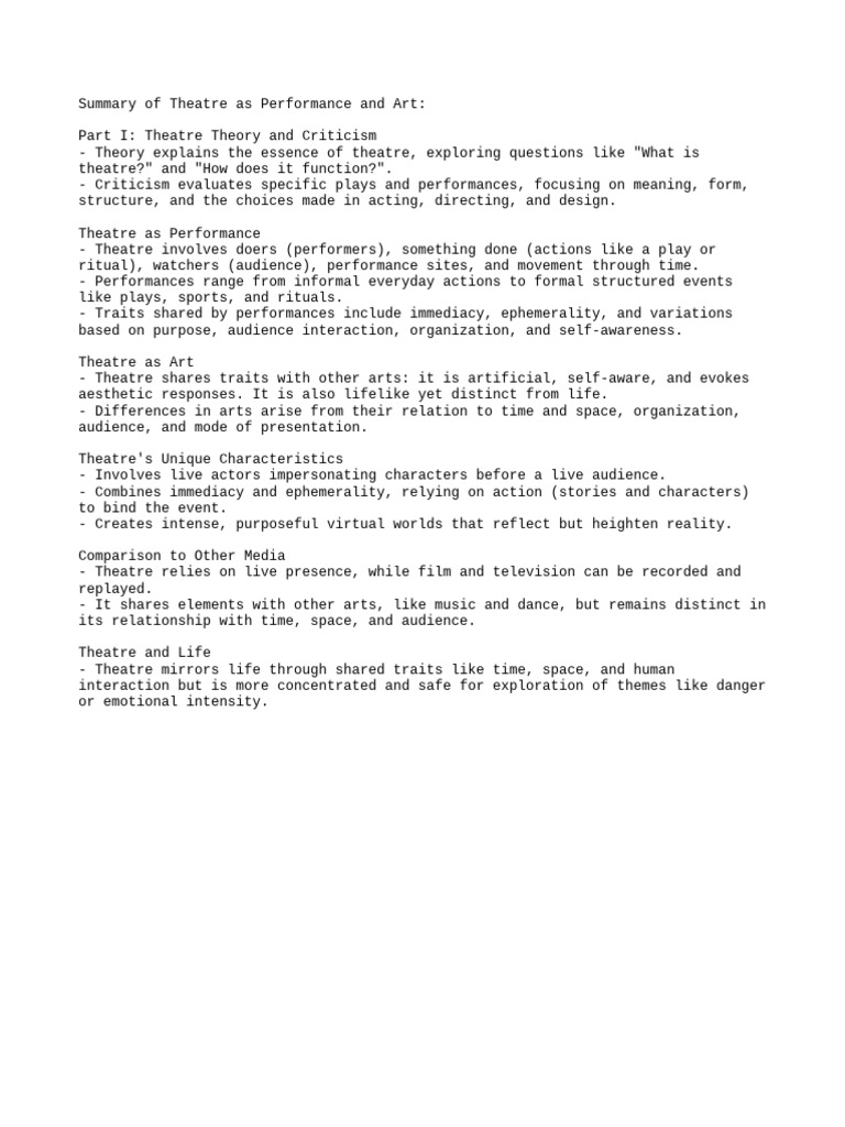 Understanding Theatre: Theory and Art | PDF