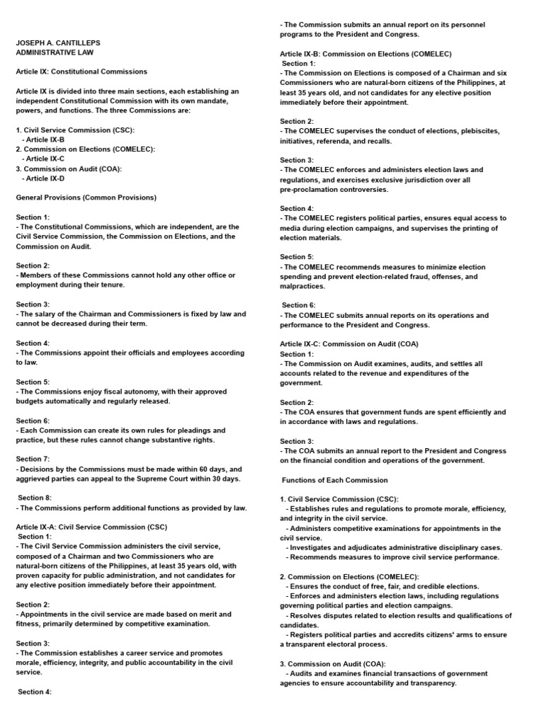 Overview of Constitutional Commissions | PDF | Separation Of Powers ...