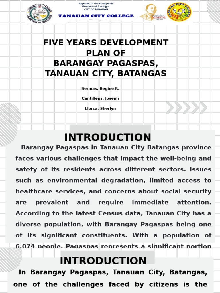 Development Plan of Barangay Pagaspas, Tanauan City, Batangas | PDF | Sustainable Development ...