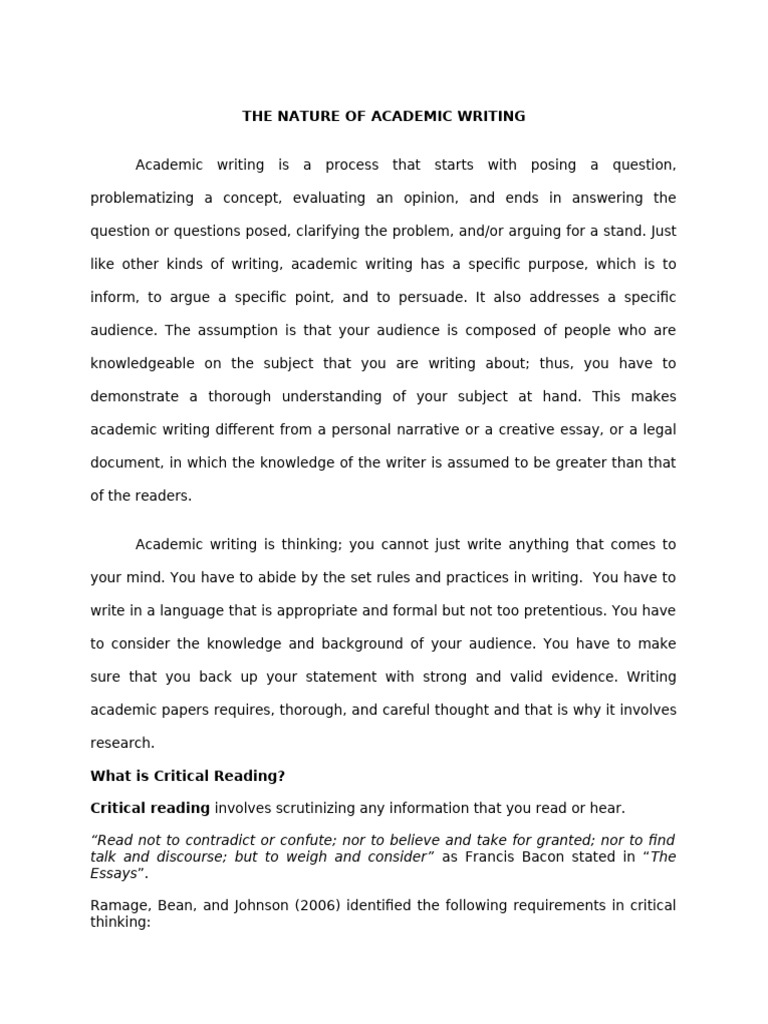 The Nature of Academic Writing | PDF | Fallacy | Essays