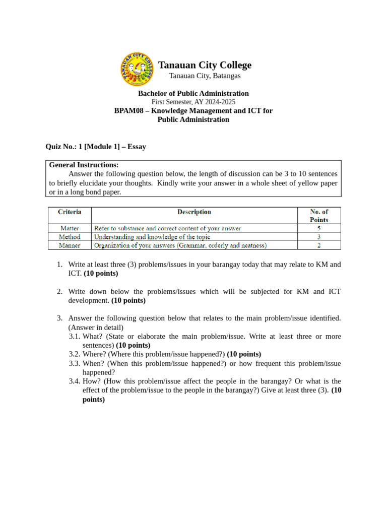 QUIZ 1 Module 1 | PDF