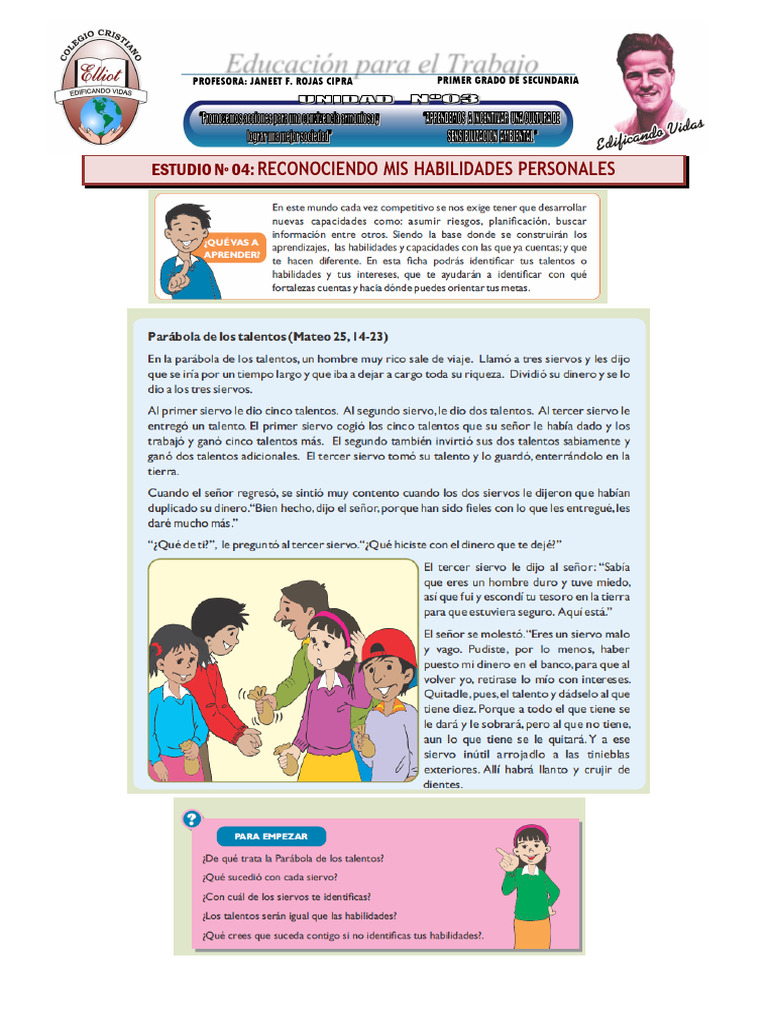 Actividad Nº4-Ii Bim-1ero-Reconociendo Mis Habilidades Personales | PDF