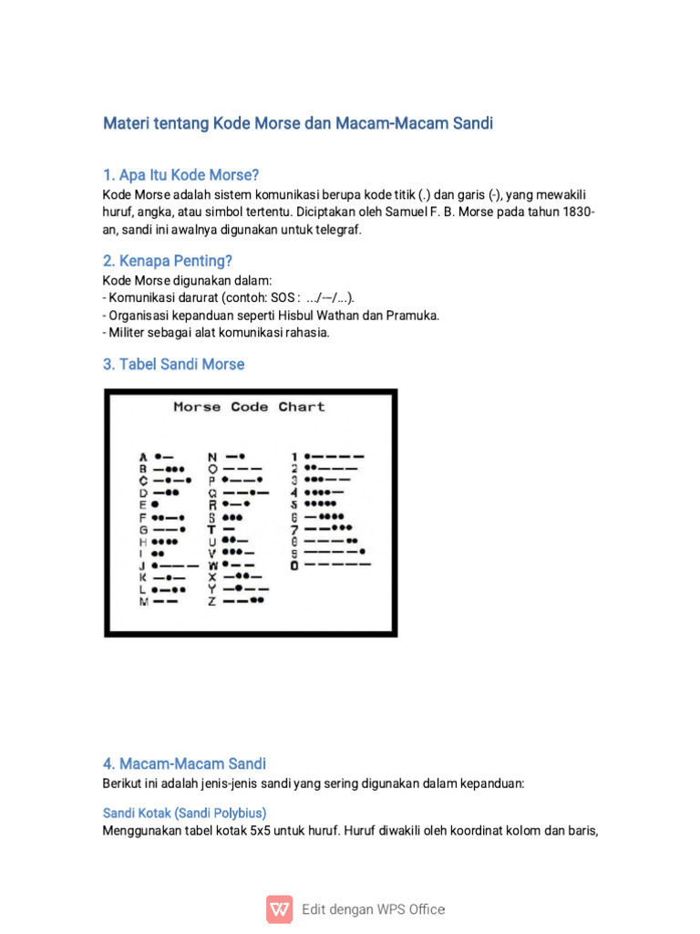 Kode Morse & Sandi Kepanduan | PDF