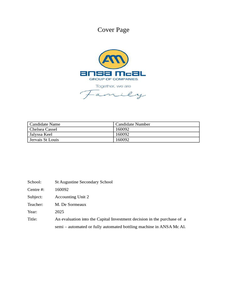 Group 1 Accounts Unit 2 SBA Draft | PDF | Net Present Value | Internal ...