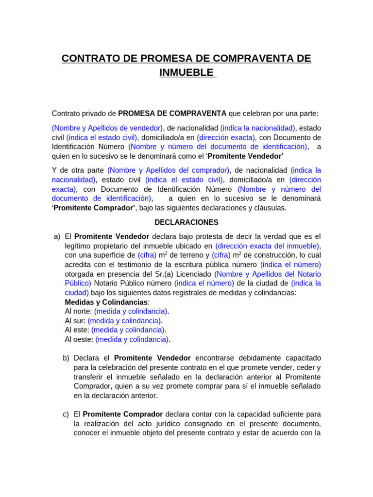 Contrato de Promesa de Compraventa de Inmueble | PDF | Derecho privado | Ley común