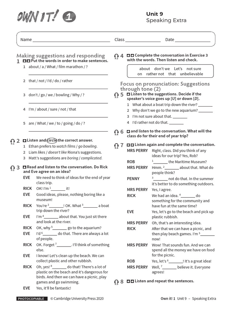 Speaking Extra Unit9 Without Answers | PDF