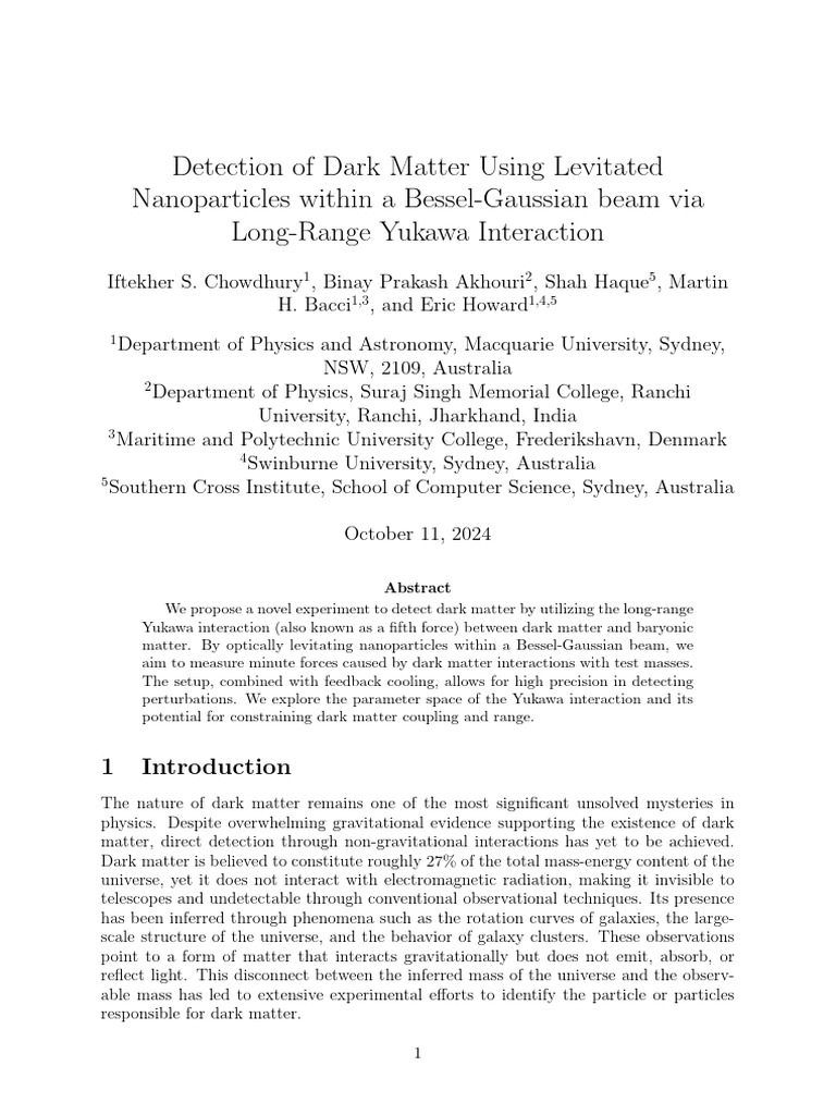 Detection of Scalar Field Dark Matter Using Levitated Nanoparticles in Bessel Gaussian Beams ...