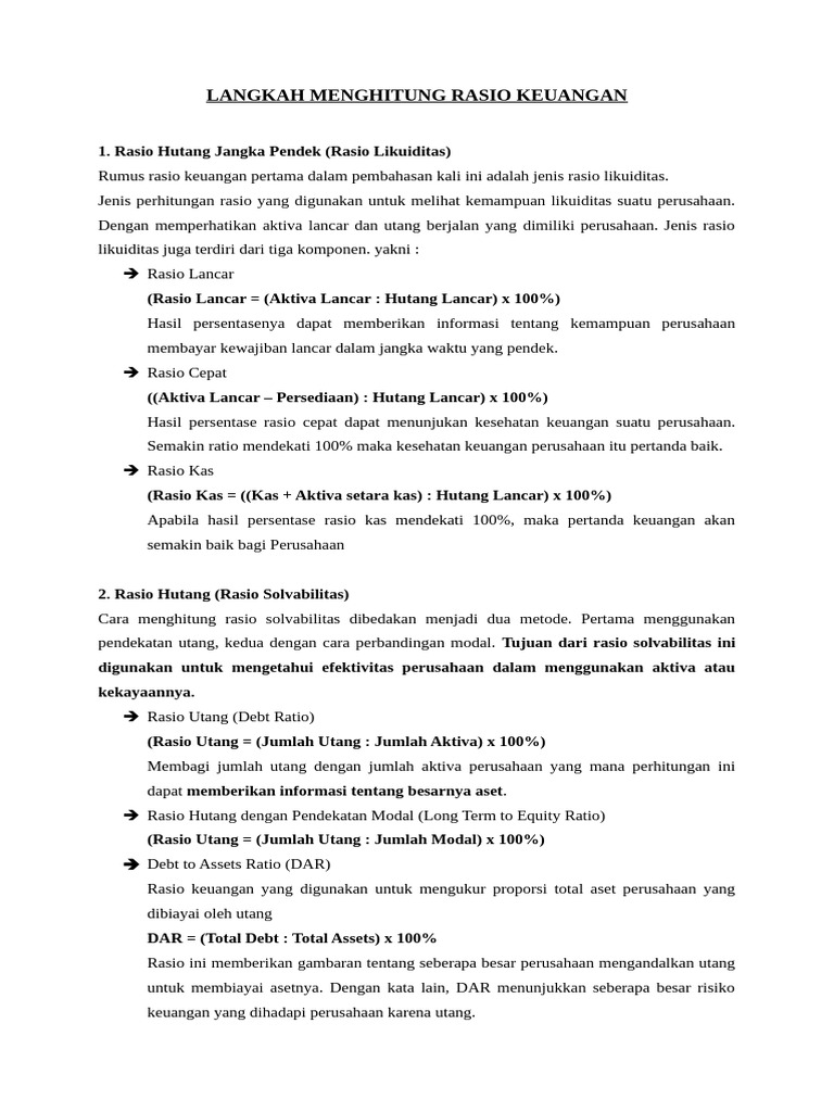 Cara Menghitung Rasio Keuangan Perusahaan | PDF