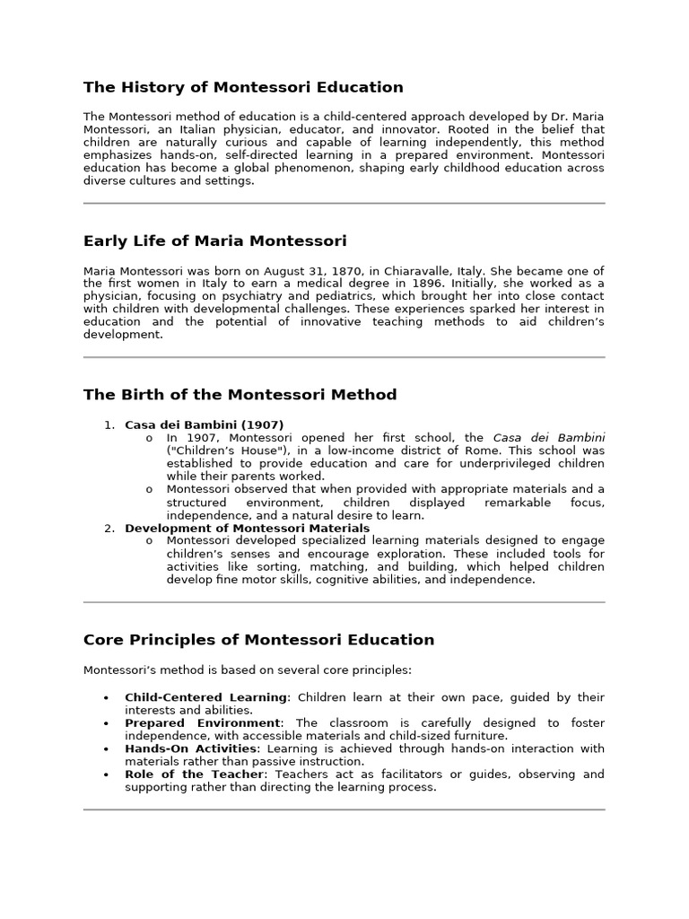 005 The History of Montessori Education | PDF | Montessori Education ...