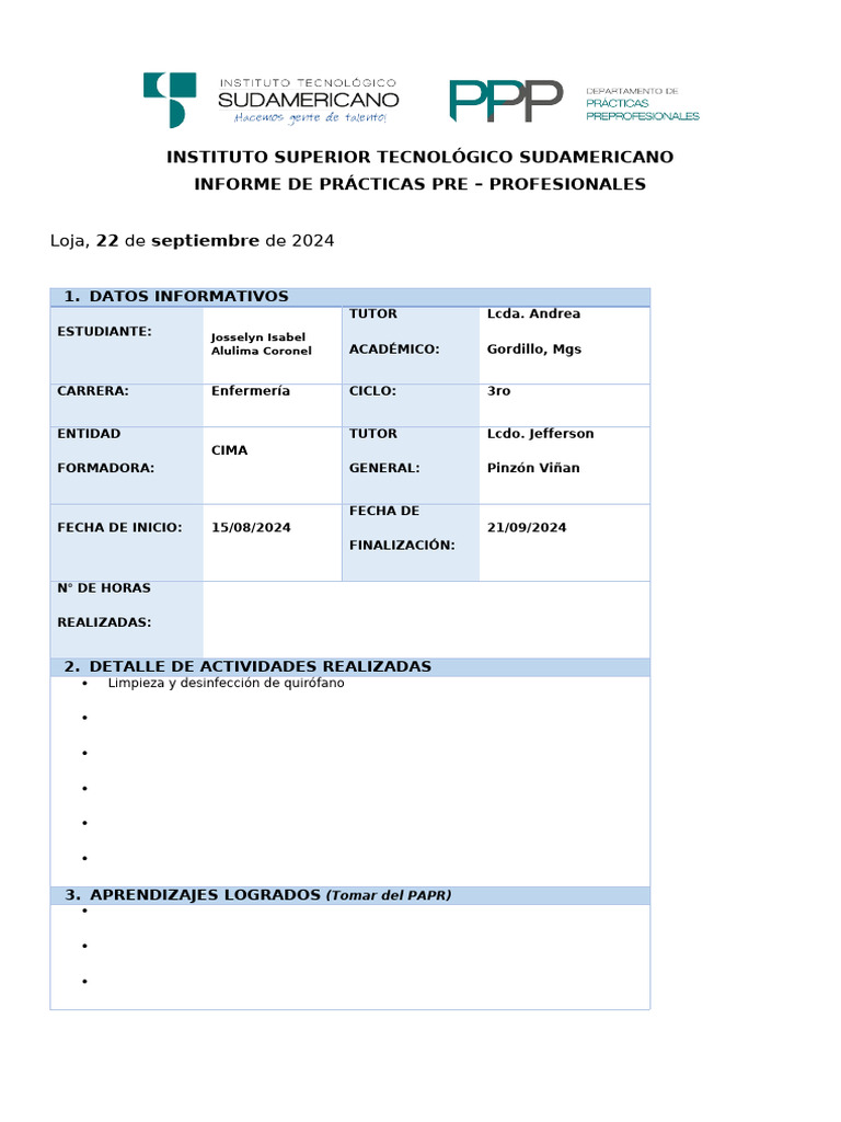 Formato de Informe Del Estudiante Aprobado | PDF