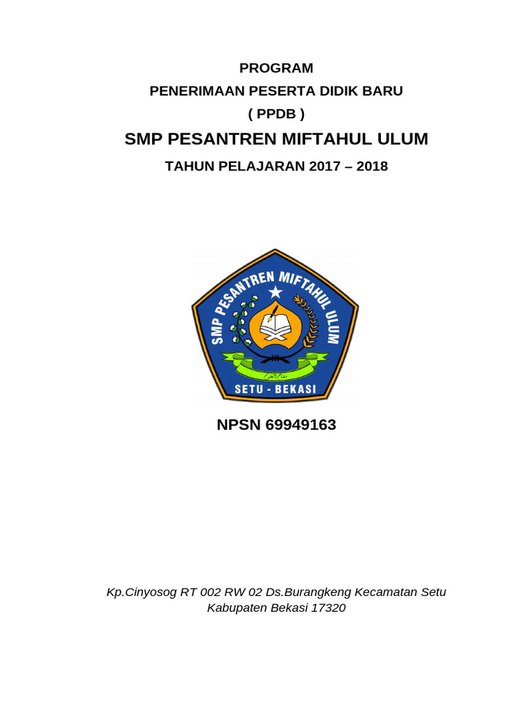 Program PPDB Tahun Pelajaran 2017 2018 | PDF