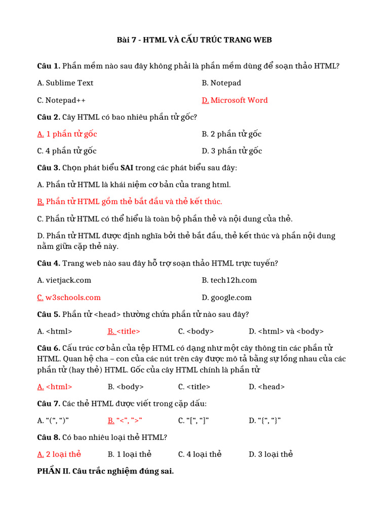 Đề Cương Ôn Tập Tin 12 - CKI | PDF