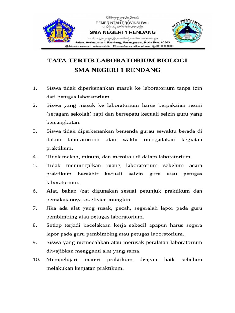 Tata Tertib Lab Biologi | PDF