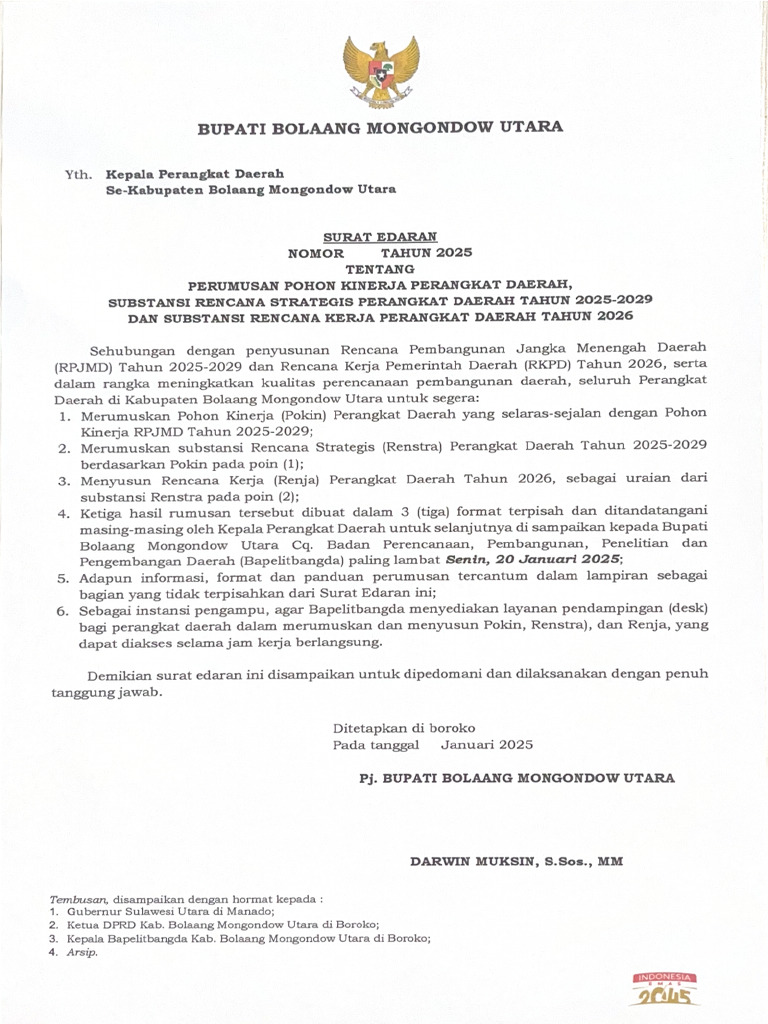 Surat Edaran Pokin Dan Renja | PDF