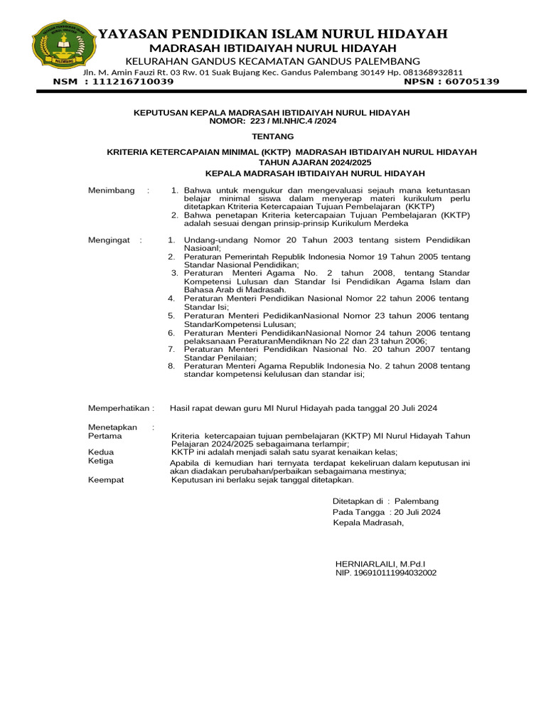 SK KKTP 2024 2025 | PDF