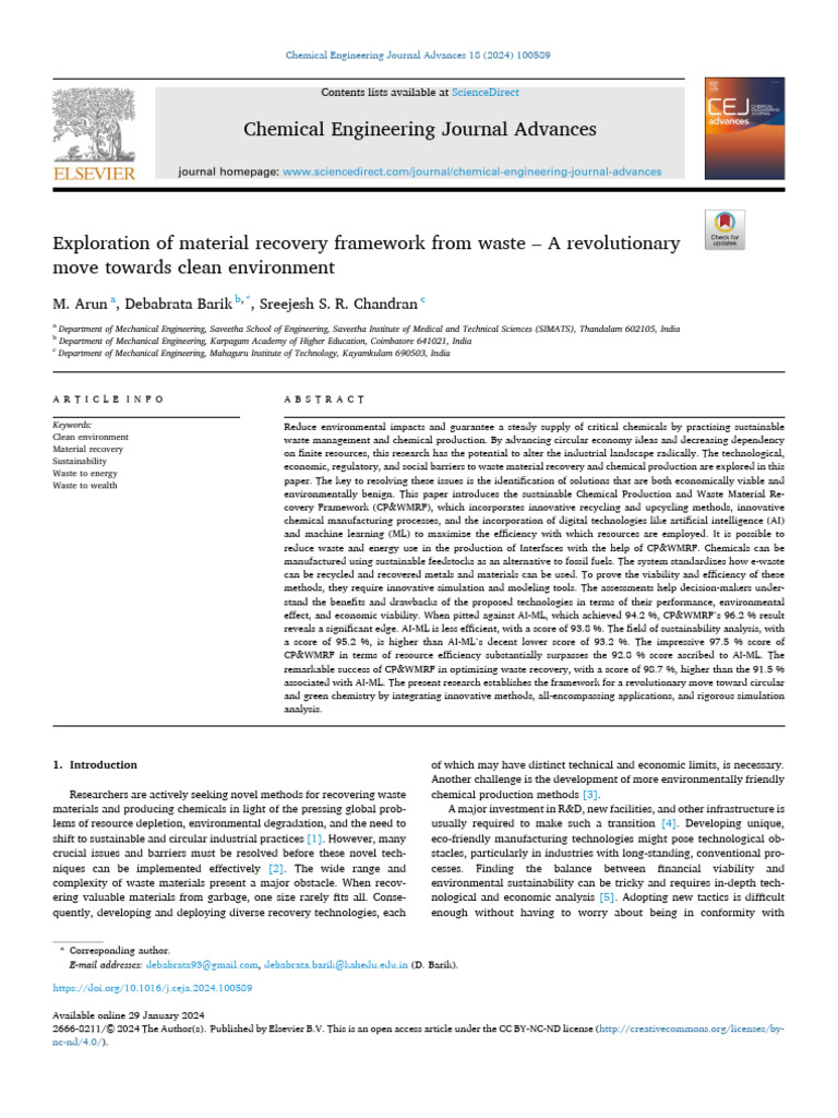 Exploration of Material Recovery Framework From Waste - A Revolutionary ...