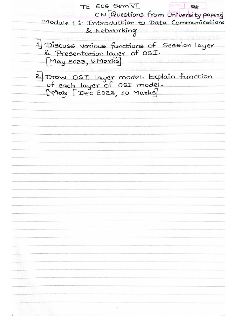 TE ECS CN Module Wise University Paper Questions | PDF