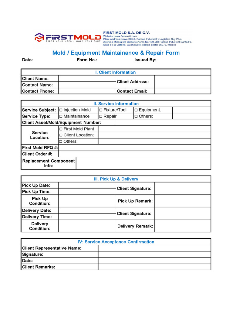 FM MX-Maintainance & Repair Form-241122-REV1 | PDF