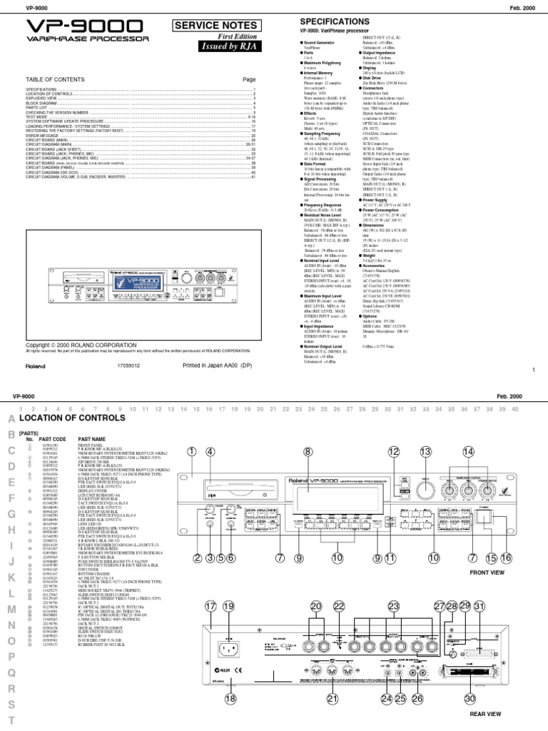 Roland VP 9000 VariPhrase Processor Service Manual | PDF | Computer ...