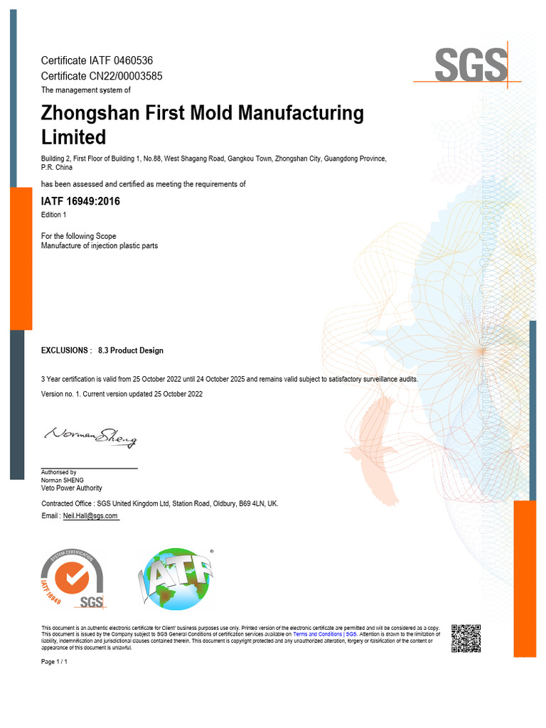 Certification-Iatf 16949 2016-En | PDF