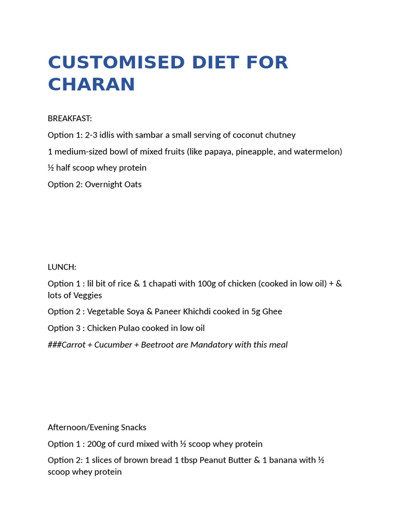 Customised Diet | PDF