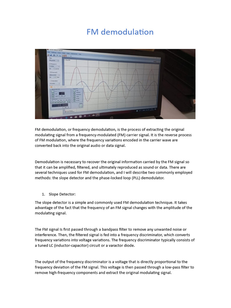 Fm Demodulation Pdf Detector Radio Frequency Modulation