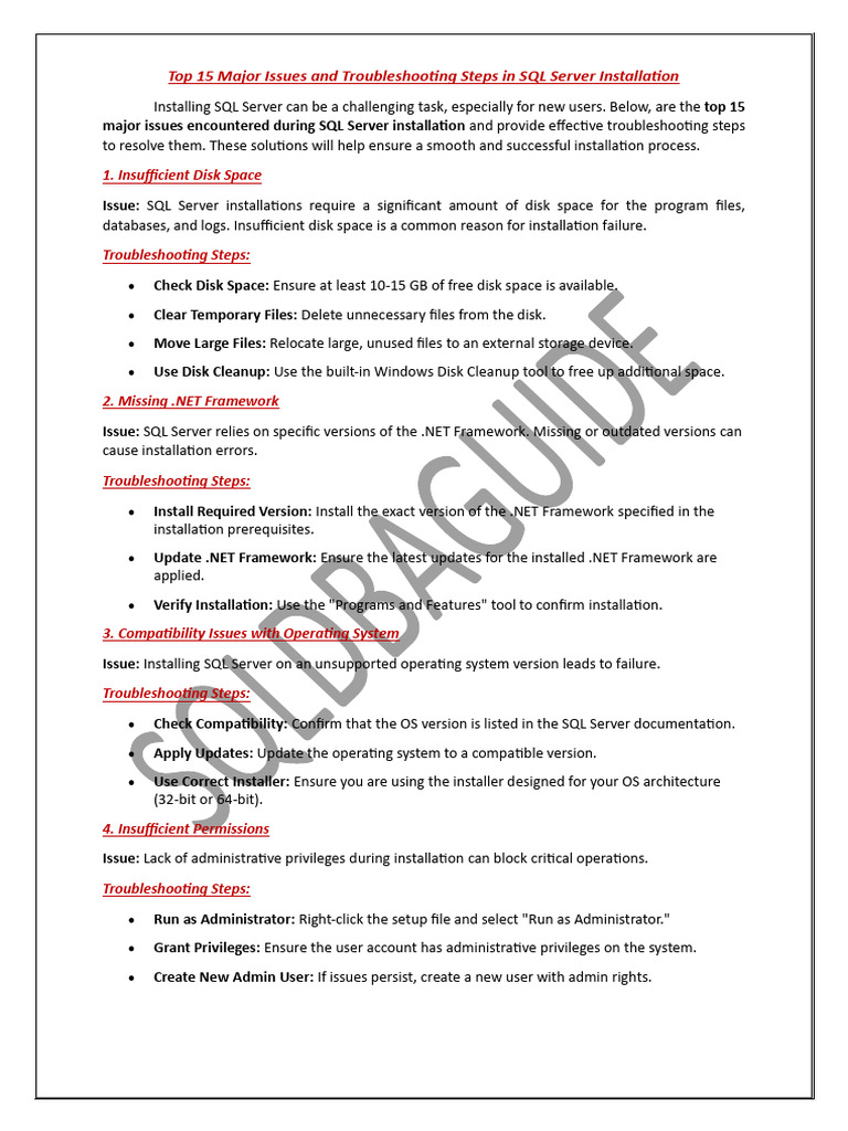Common Issues Troubleshooting Steps in SQL Installation 1734759890 | PDF | Microsoft Sql Server ...