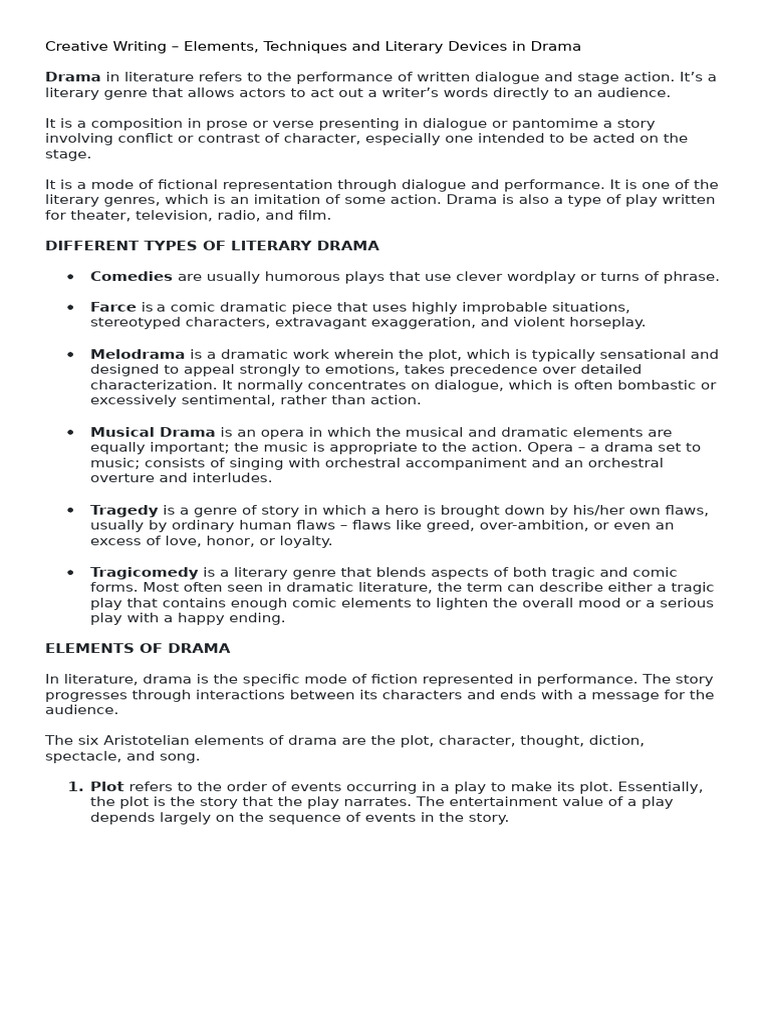Creative Writing_Drama | PDF | Plot (Narrative)
